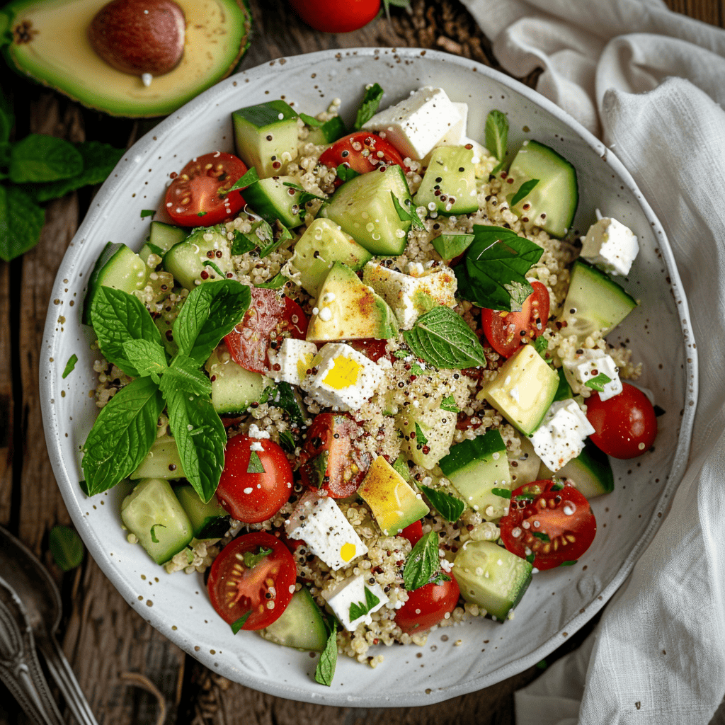 Salade quinoa feta – 1 recette légère, rapide et savoureuse