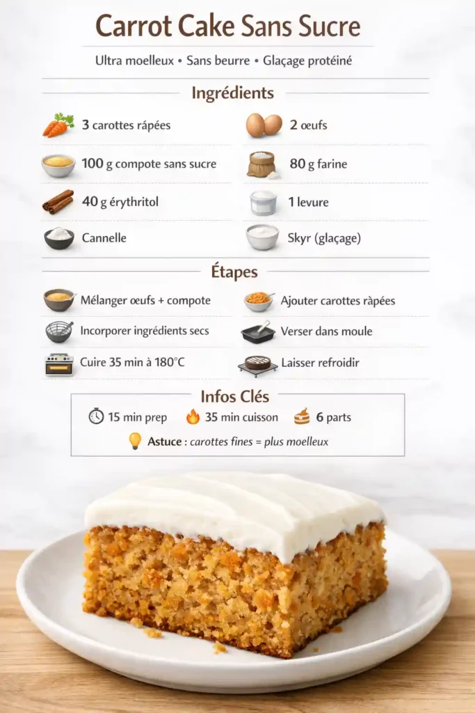 Carrot cake sans sucre : recette magique 0 sucre moelleuse